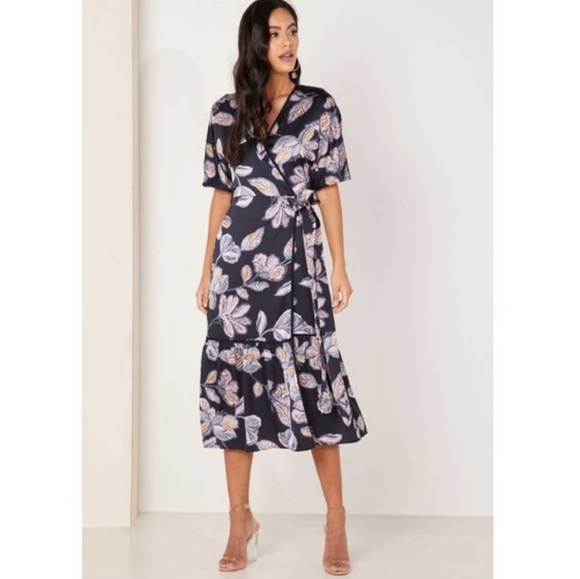 foxiedox | Dresses | Foxiedox Okeeffe Floral Midi Wrap Dress | Poshmark